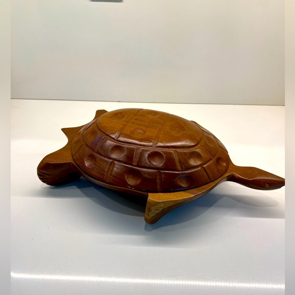 Vintage | Art | Vintage Handcarved Wood Turtle Trayboxbowl | Poshmark